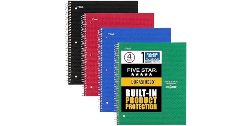 Five Star DuraShield Notebooks, 4 Pack