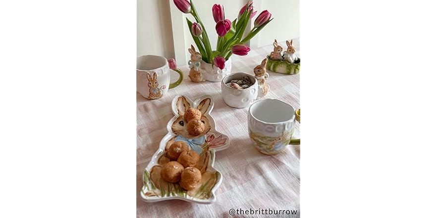 Mud Pie Easter White Bow Bunny Tidbit Bowl
