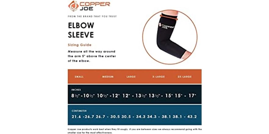 2 Pk Copper Joe Elbow Compression Sleeve