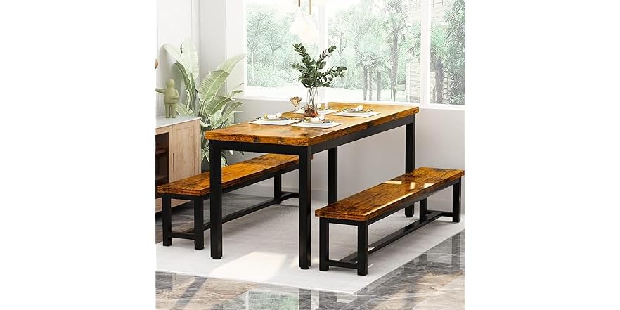 Dining Room Table Set with 2 Benches