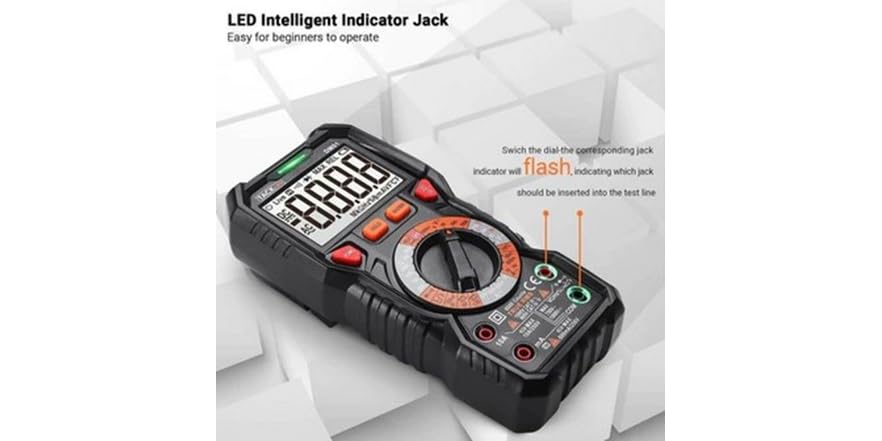 Digital Multimeter, LED Intelligent Indicator Jack