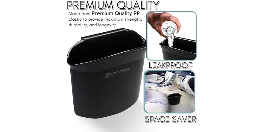 Zone Tech GC0016 Portable Hanging Mini Car Garbage Can B
