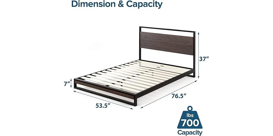 Zinus Full Size Bamboo and Metal Platform Bed Frame