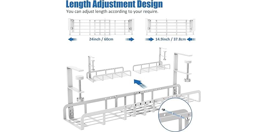 Retractable Desk Cable Management Tray