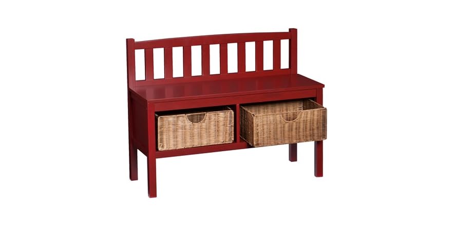 Bench w/ Storage Baskets - Red