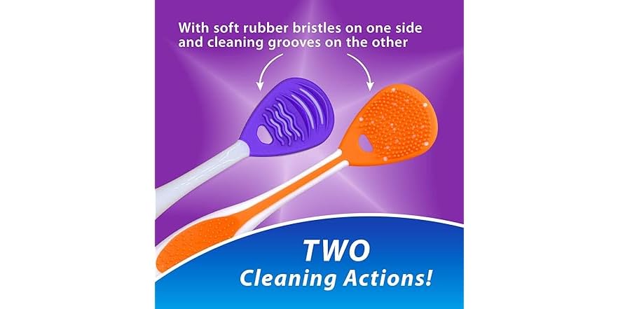 (3 Pack) Tongue Cleaner with Gentle Cheek Scraper.