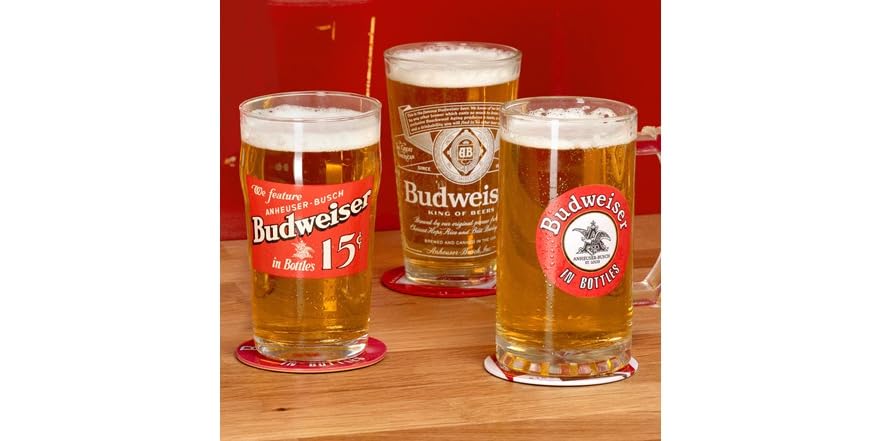 Budweiser Limited Edition 3 Glass and Coaster Collection