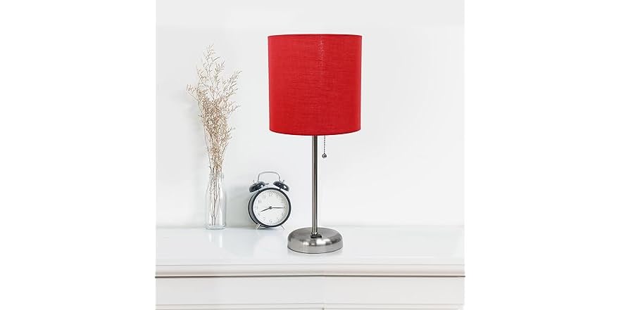 Simple Designs 2pk Table Desk Lamps, Red