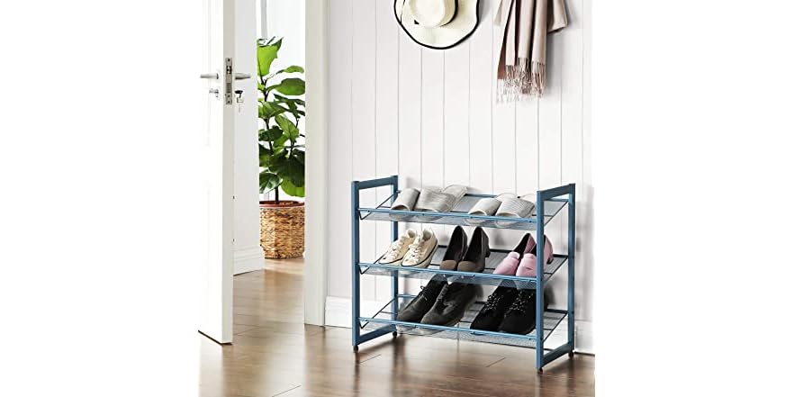 SONGMICS Metal Mesh Shoe Rack Storage