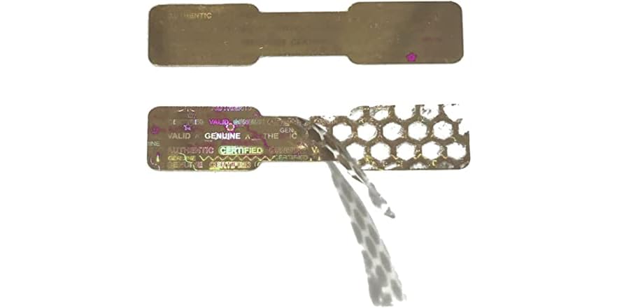 1,000 Gold Dog Bone Hologram Sticker (44mm x 9mm). (Gold)
