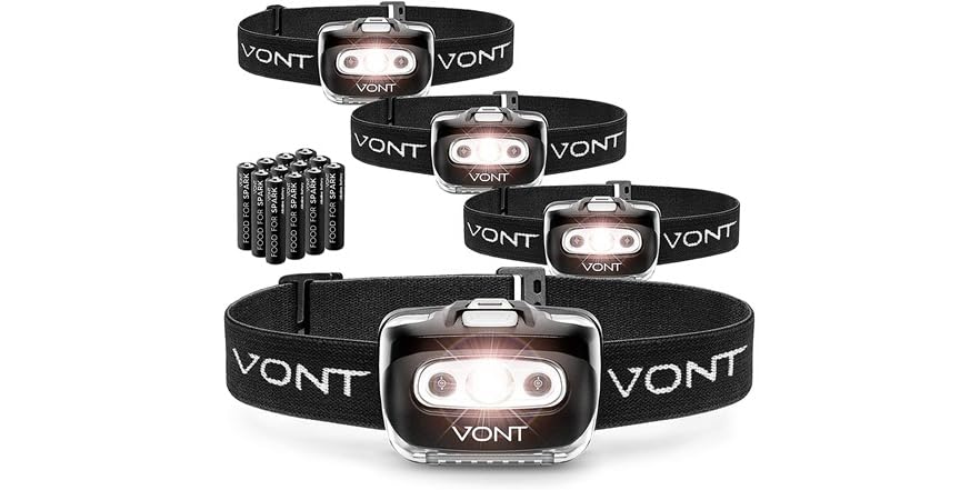 Vont 'Spark' LED Headlamp Flashlight 4Pk
