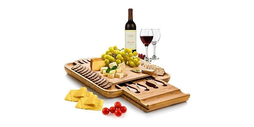 Bambusi Bamboo Cheese Board with Cutlery Set