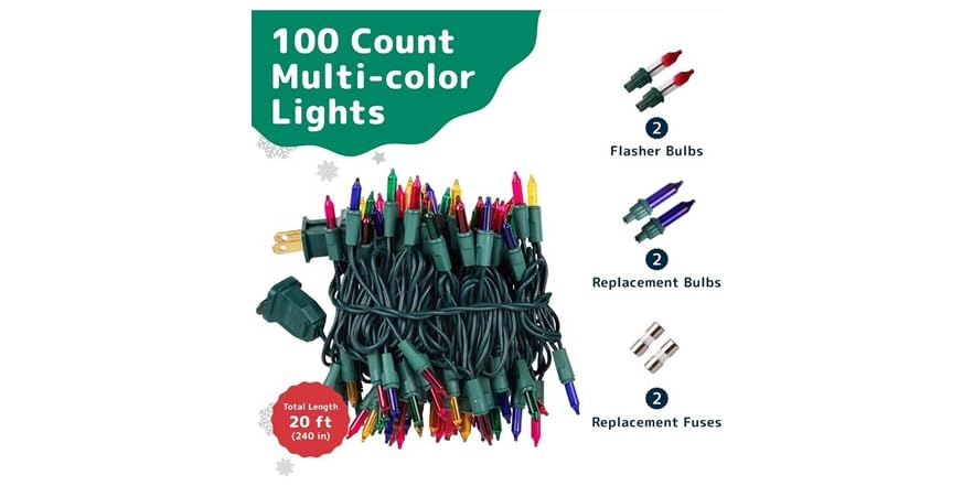 Hakol 20FT Waterproof Mini String Lights 2PK