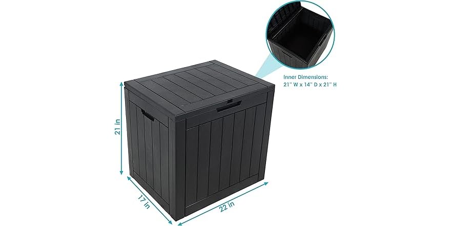 Faux Wood Grain Outdoor Storage Box - Phantom Gray