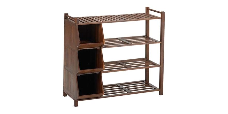4-Tier Outdoor Shoe Rack with Cubby