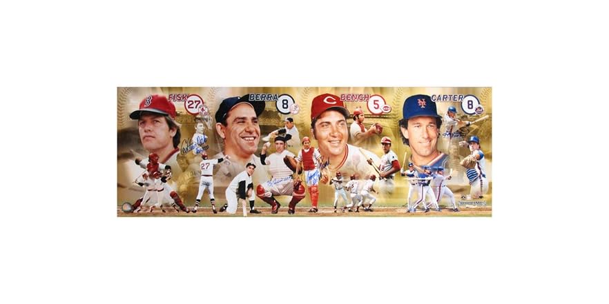 HOF Catchers Signed Panoramic Photo, HOF
