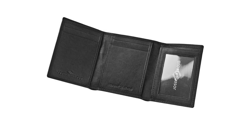 Leather Slim Trifold Wallet, Black