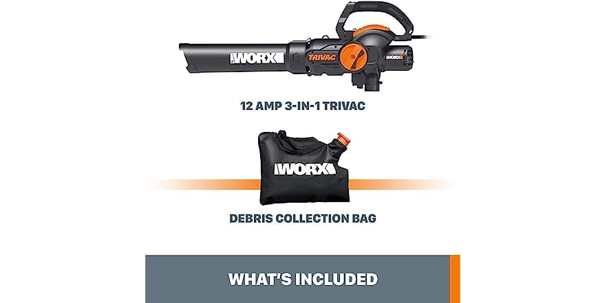 WORX 12 Amp TRIVAC 3-in-1 Electric Leaf Blower