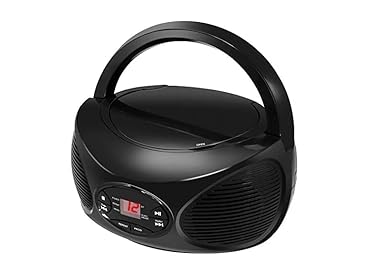 GPX Portable Bluetooth FM Radio Boombox and CD Player, Black