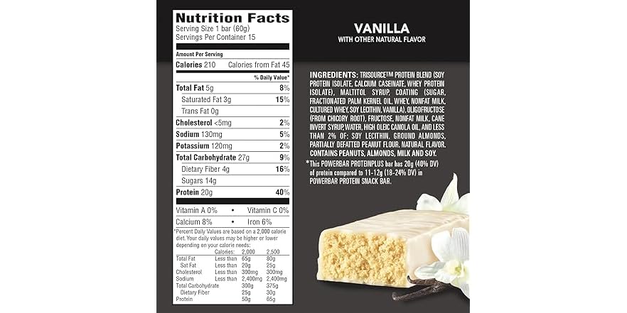 PowerBar Protein Plus Bar, Vanilla 15ct