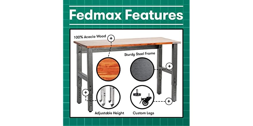 Fedmax Adjustable Work Bench: Choice of Size