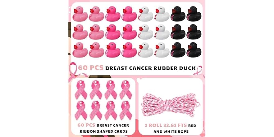 60 Set Breast Cancer Rubber Ducks