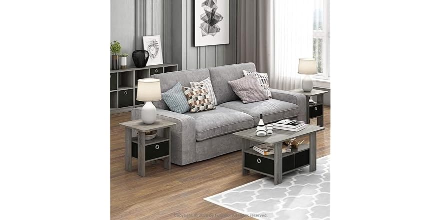 Furinno End Table, Steam Beech/Black