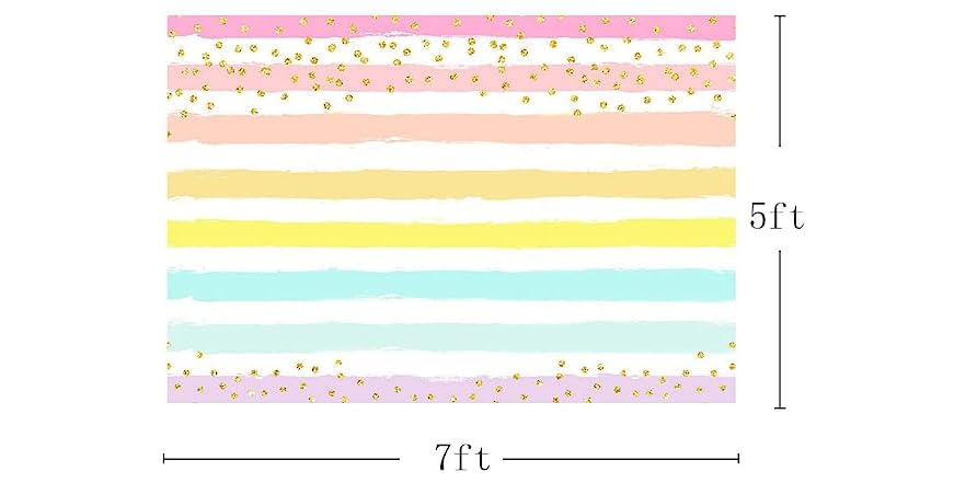7x5ft Gold Confetti Rainbow Stripes Banner
