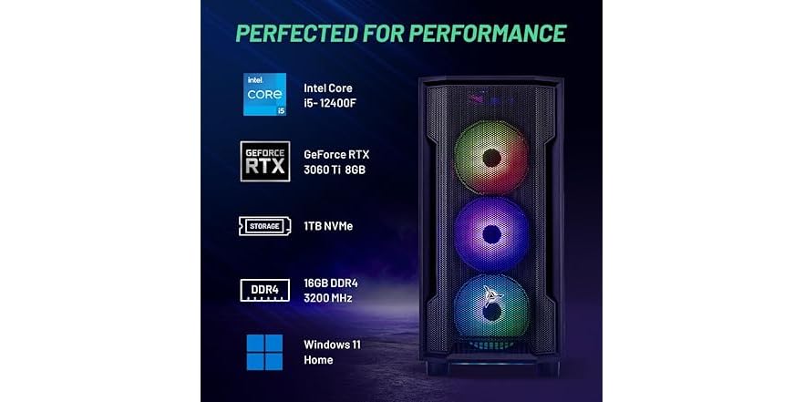 Skytech Shadow Gaming PC (i5-12400 RTX 3060Ti)