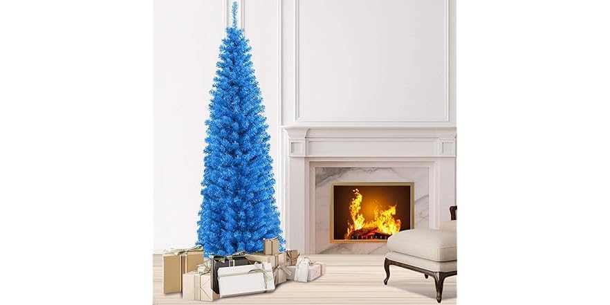 CHEFJOY 6FT Blue Pencil Christmas Tree