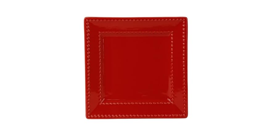 45-Pc Square Beaded Dinnerware Set-Red