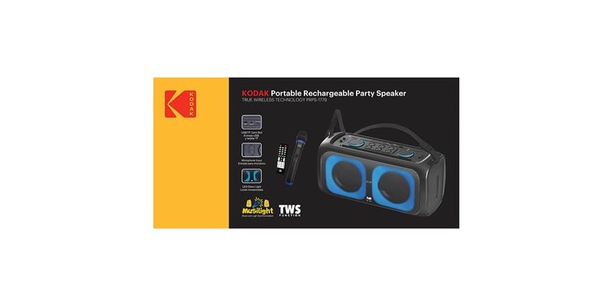 KODAK 6.5" Double-Woofer Multi-Input Party Speaker w/ Mic