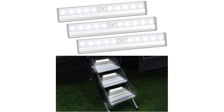 Hakol 10 LED Motion Sensor Stick On Light Bars 3PK