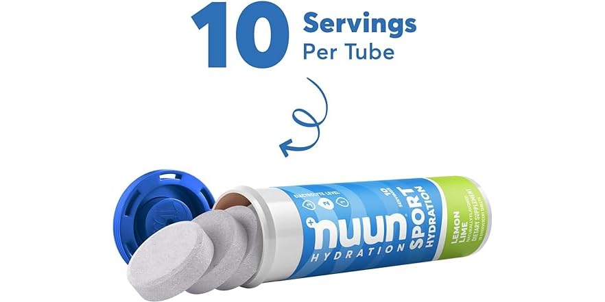 10PK Nuun Sport Electrolyte Tabs Lemon Lime