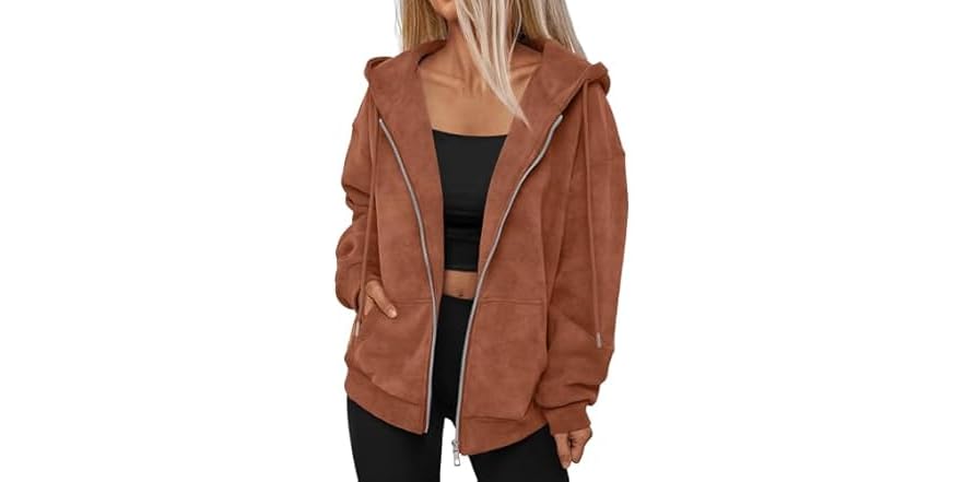 Trendy Zip Up Hoodies Women Acid Wash