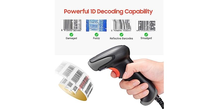 Tera 1D Laser Barcode Scanner USB Wired