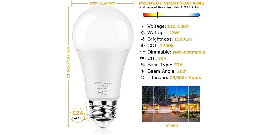 Brightever LED Light Bulbs 100W Equivalent 1500 Lumens