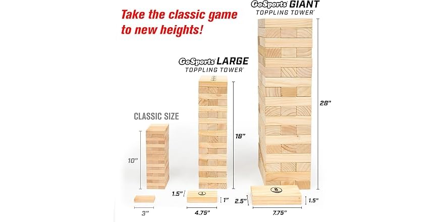 GoSports Large Wooden Toppling Tower