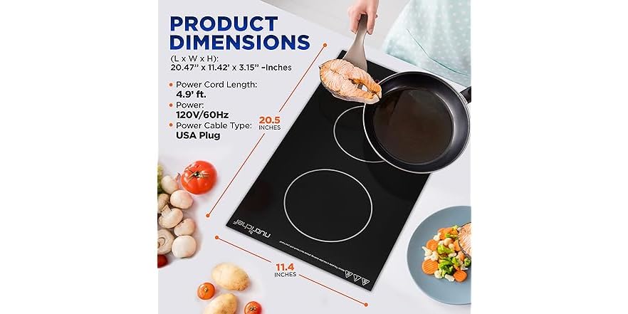NutriChef PKSTIND59Dual Induction Cooktop (Open Box)