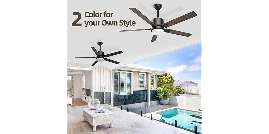 Sky sea Ceiling Fan with Light, Black, 52 inch