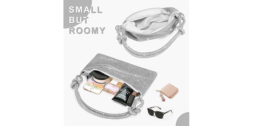 Rhinestone Shiny Silver Clutch Purse