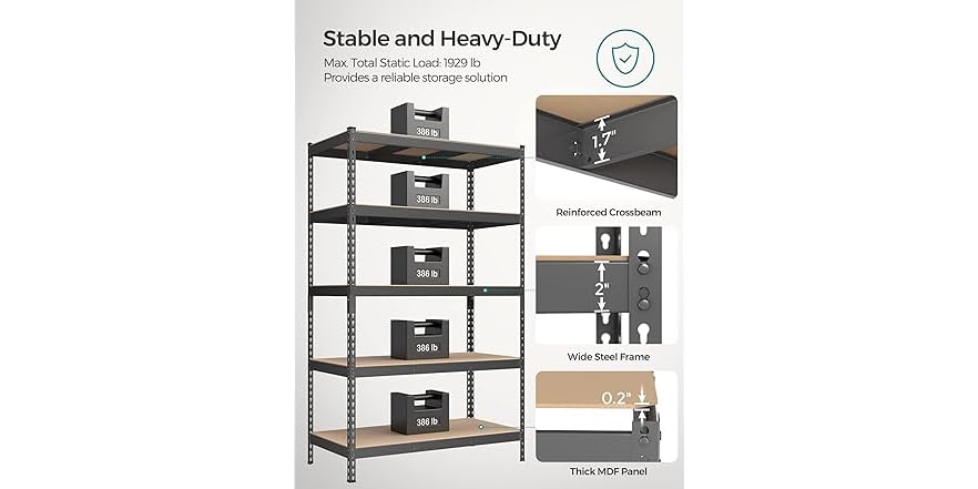 SONGMICS 5-Tier Adjustable Shelving Unit