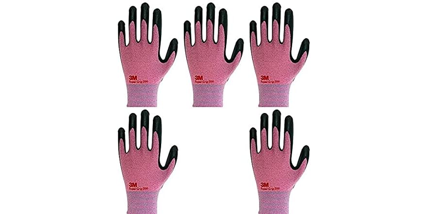3M Work Gloves, 5 Pairs(Medium, Pink)