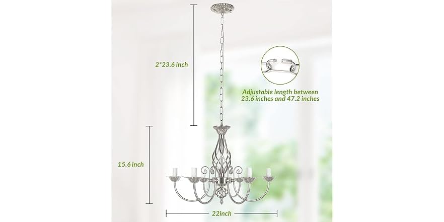 VerRon 6-Light Farmhouse Chandelier, Brushed Nickel