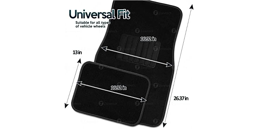 Zone Tech All Weather Carpet Floor Mats- 4Pc