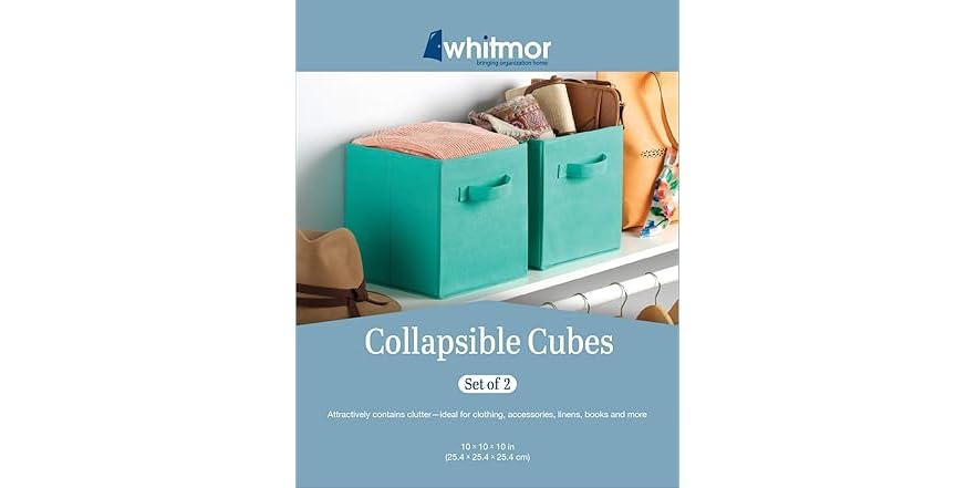 Whitmor Turquoise Set of 2 Collapsible Cubes