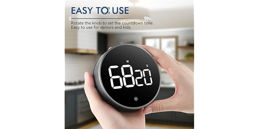 Secura Home Digital Kitchen Timer, 3.8'' Large LED D