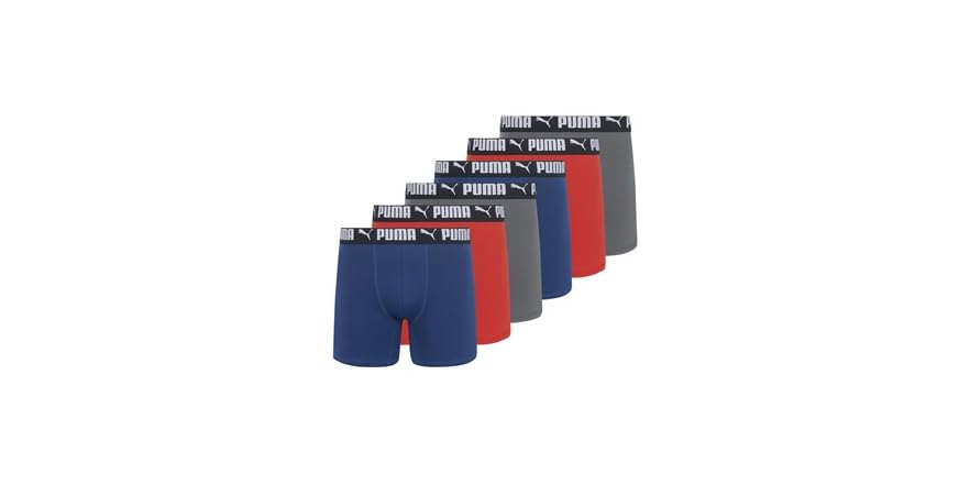 PUMA Mens 6 Pk Athletic Fit Boxer Briefs