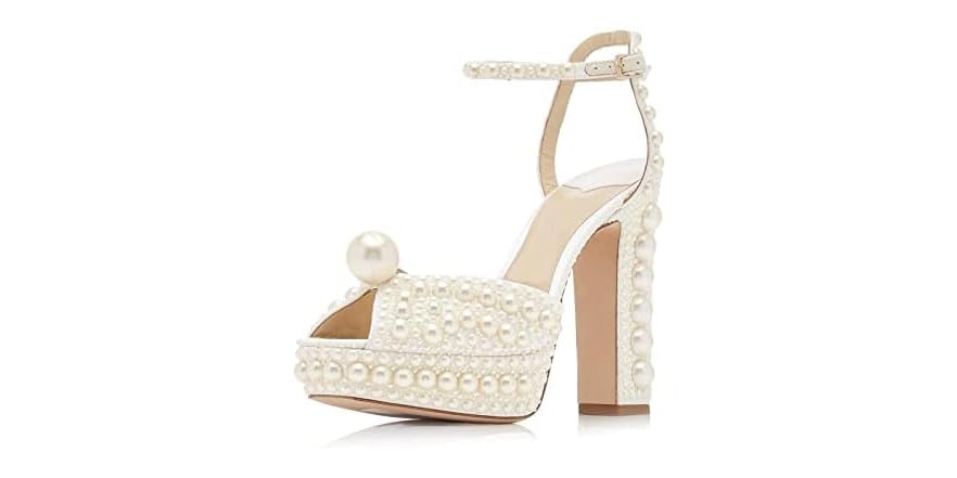 Goolita Open Toe Pearl Platform Heels