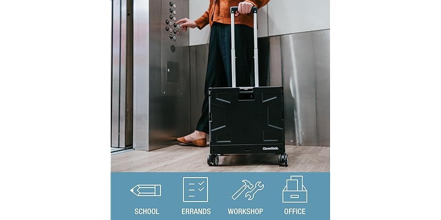 CleverMade Collapsible 55L 4-Wheeled Crate w/Lid